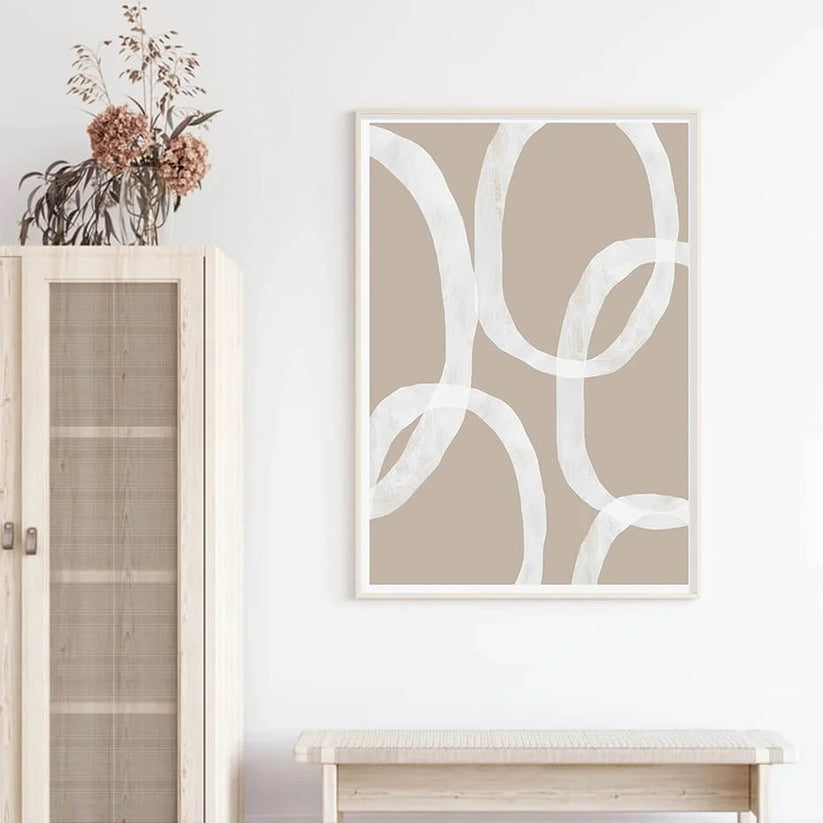 Trendy Abstract Beige Line Canvas Wall Art – Jass London